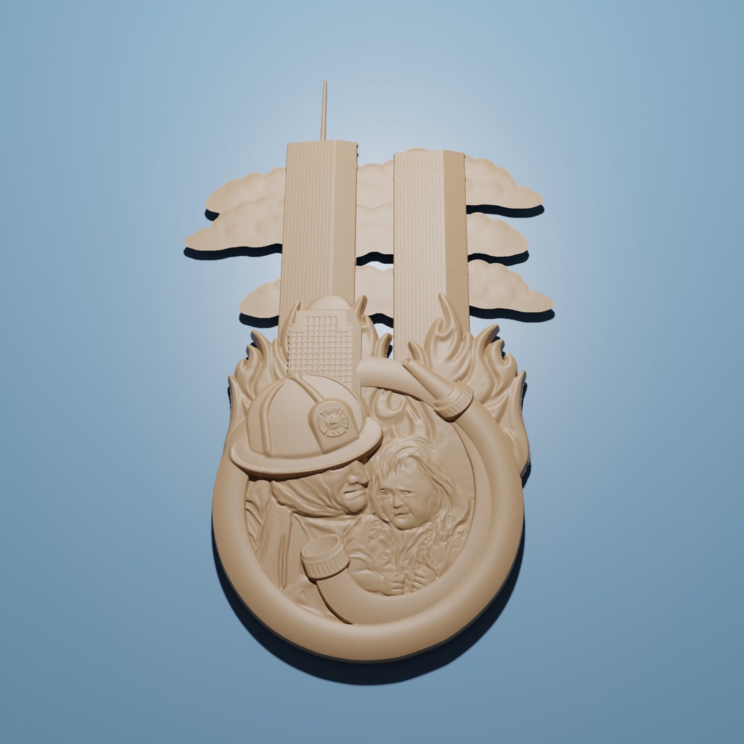 Heroic Fireman CNC STL File Detailed Firefighter Relief for Wood ...