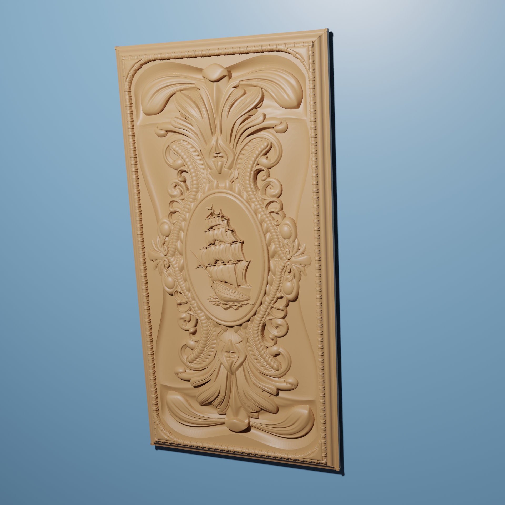 Ship in the Ocean Relief STL File CNC Router Engraver Wall - Etsy