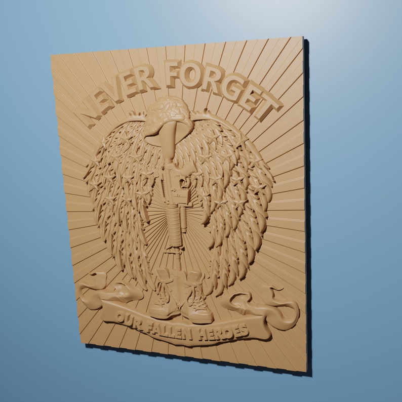 Never Forget Fallen Soldiers Relief STL File CNC Router Art - Etsy