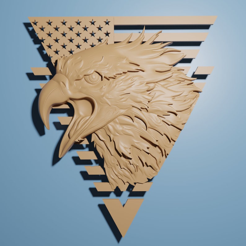 Flag Eagle Relief Design STL File for CNC Router Engraver, Compatible ...