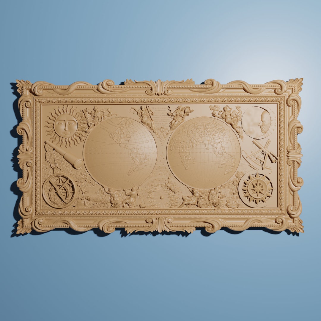 Detailed World Map STL Design File for CNC, Vcarve & Aspire Compatible ...
