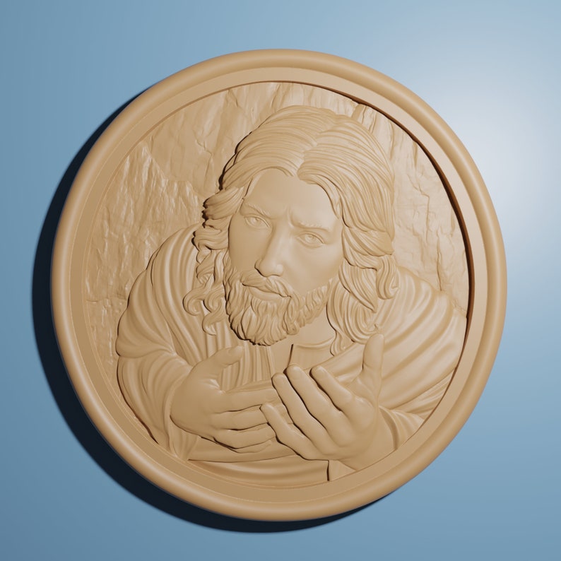 Sacred Jesus STL Design File for CNC Vcarve & Aspire Compatible Ideal for Religious-themed Wood ...