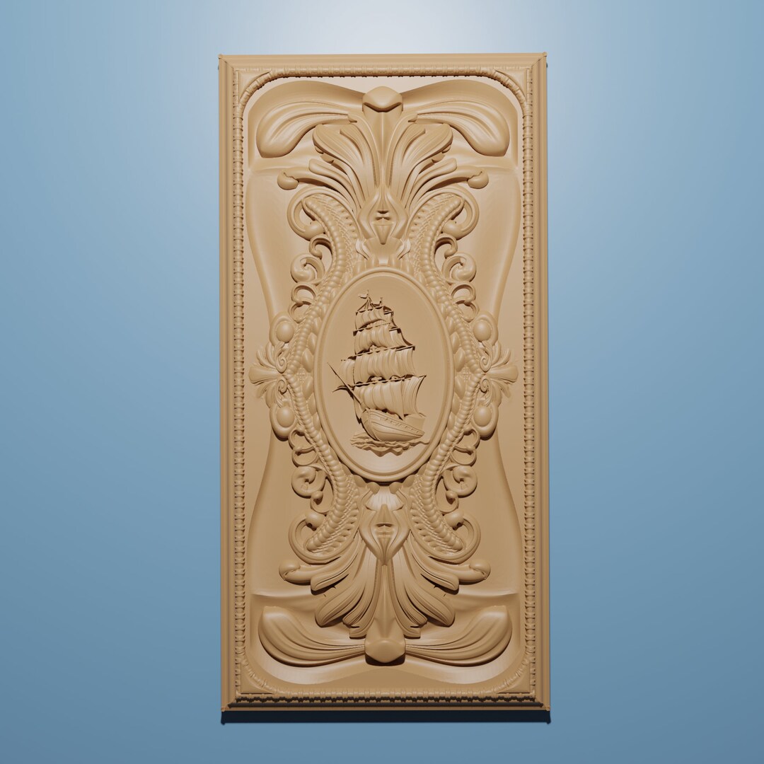 Ship in the Ocean Relief STL File CNC Router Engraver Wall - Etsy