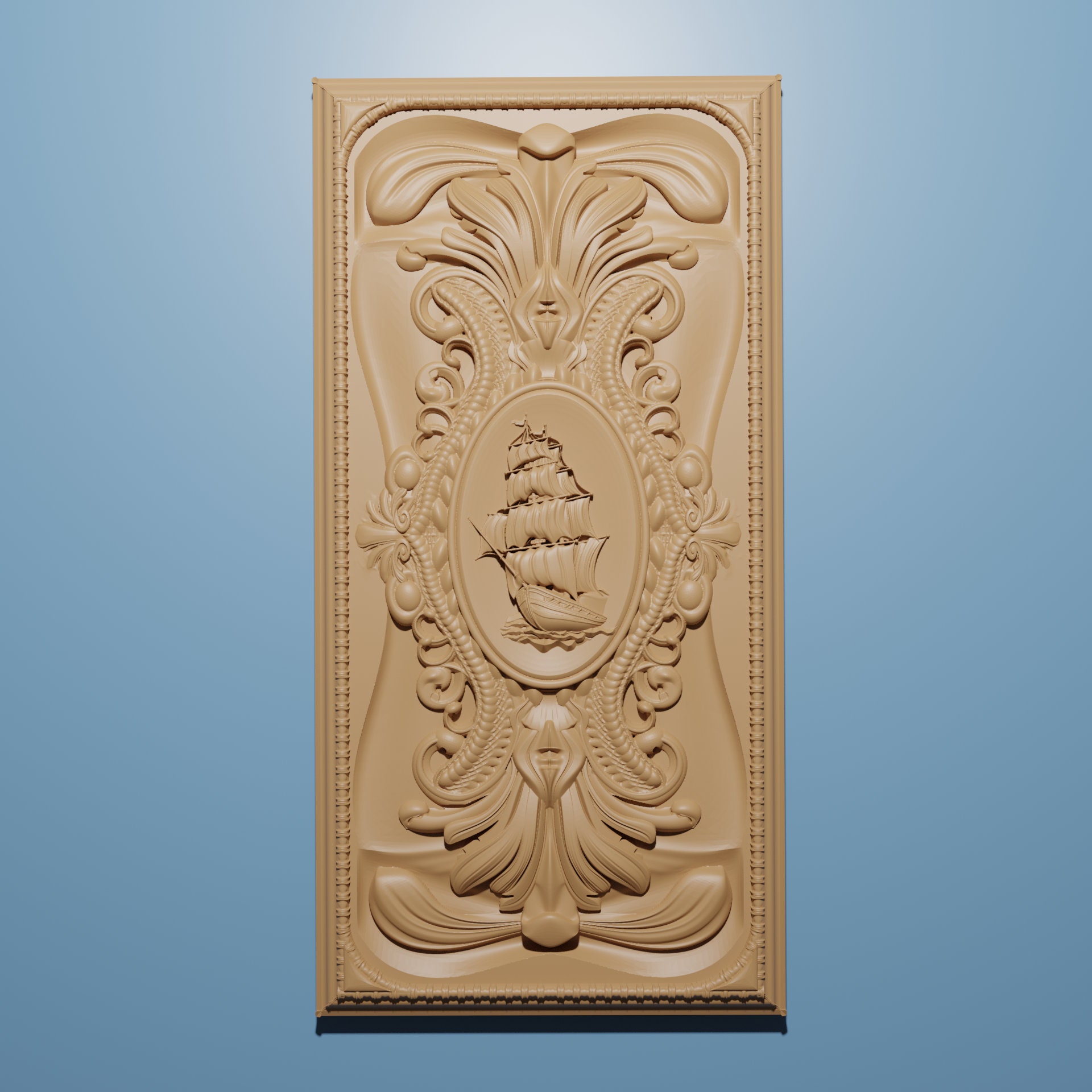 Ship in the Ocean Relief STL File CNC Router Engraver Wall - Etsy
