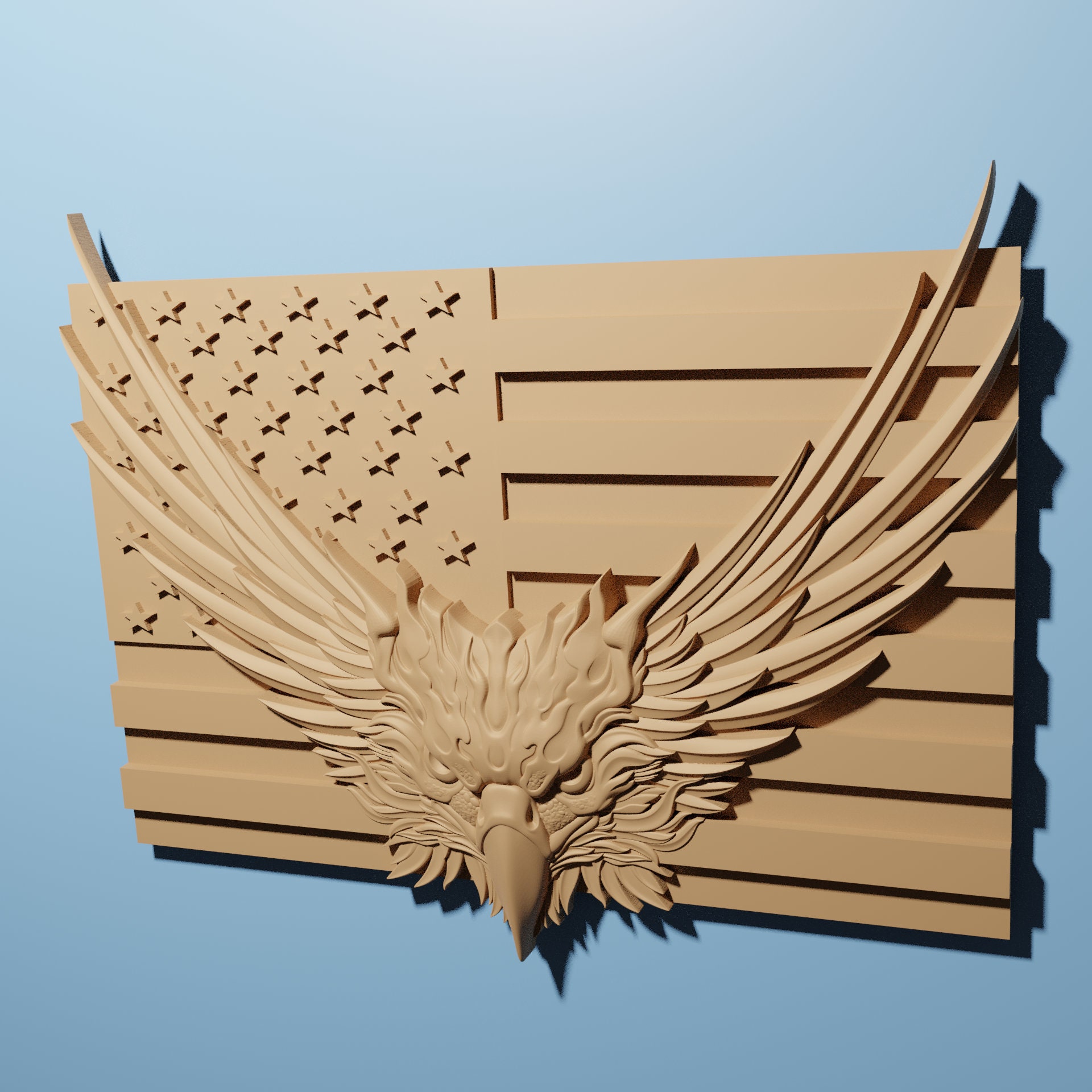 USA Flag Eagle Stl: CNC Router Engraver File for Artcam, Aspire Wood ...
