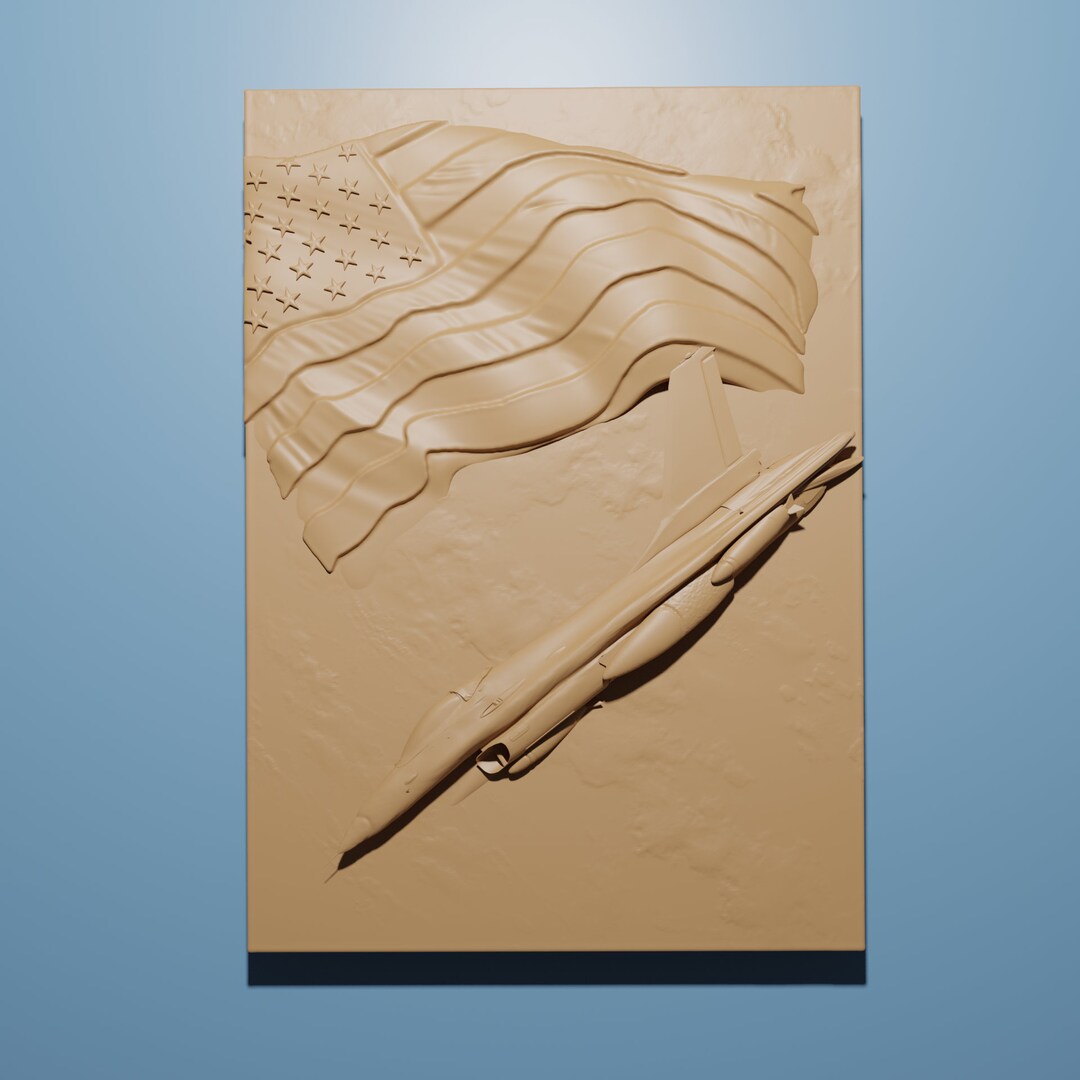 Flag & Plane STL File, Cnc Router Engraver Compatible, Patriotic ...
