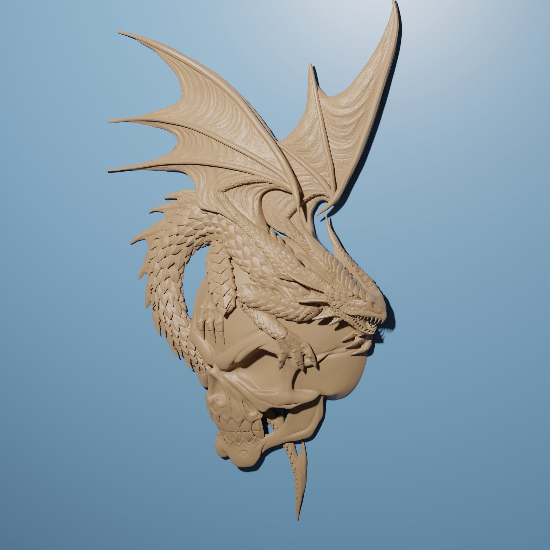 Skull Dragons Relief Design STL File for CNC Machines Bold Wood Wall ...