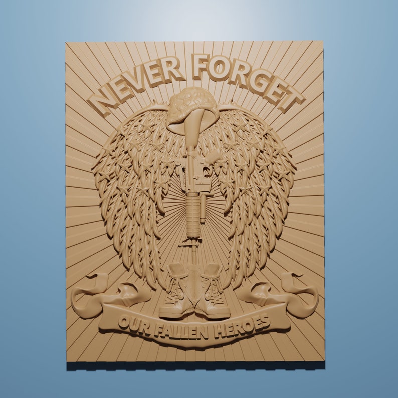 Never Forget Fallen Soldiers Relief STL File, CNC Router Art, Artcam ...