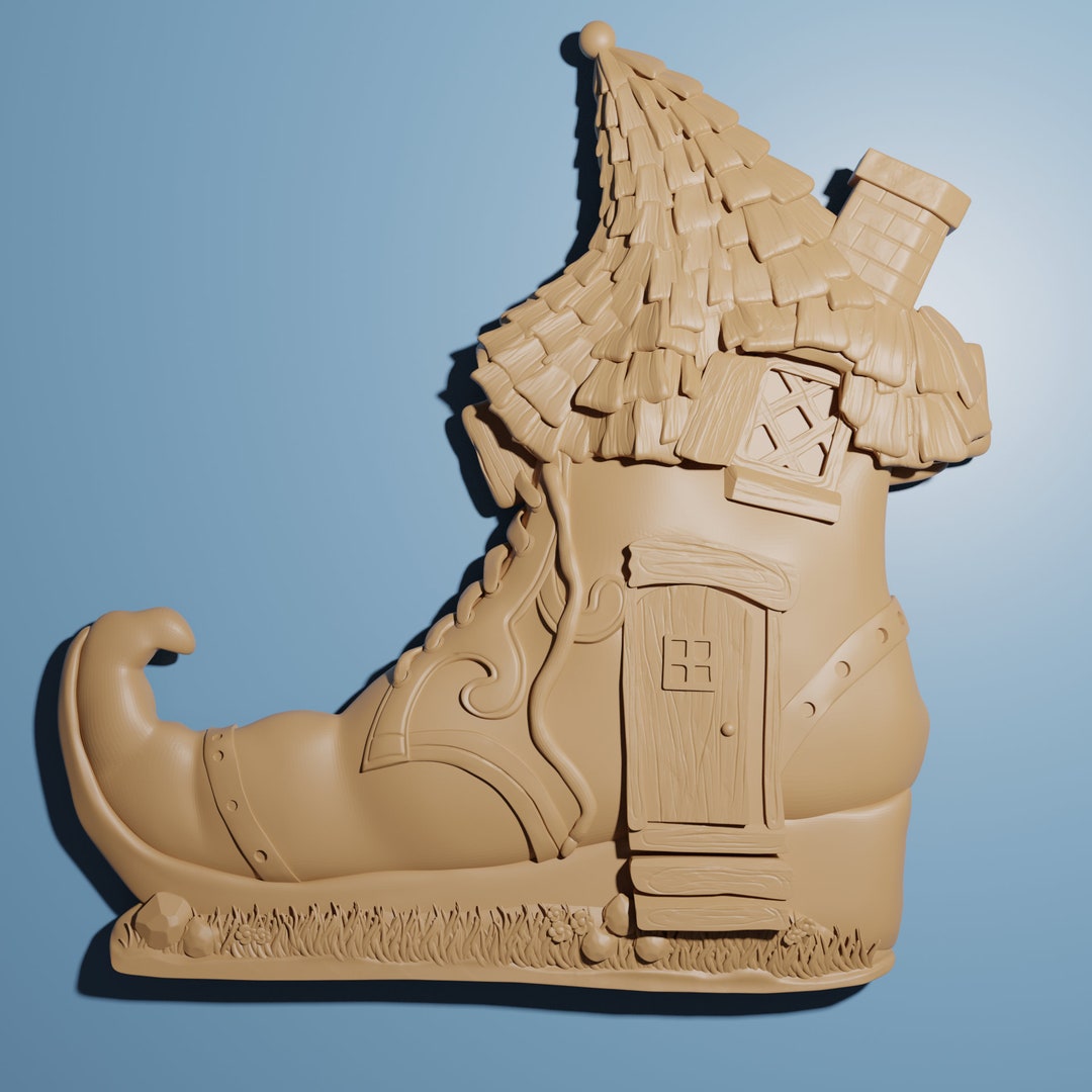 Charming Boot House STL Design File for CNC Compatible With Vcarve ...