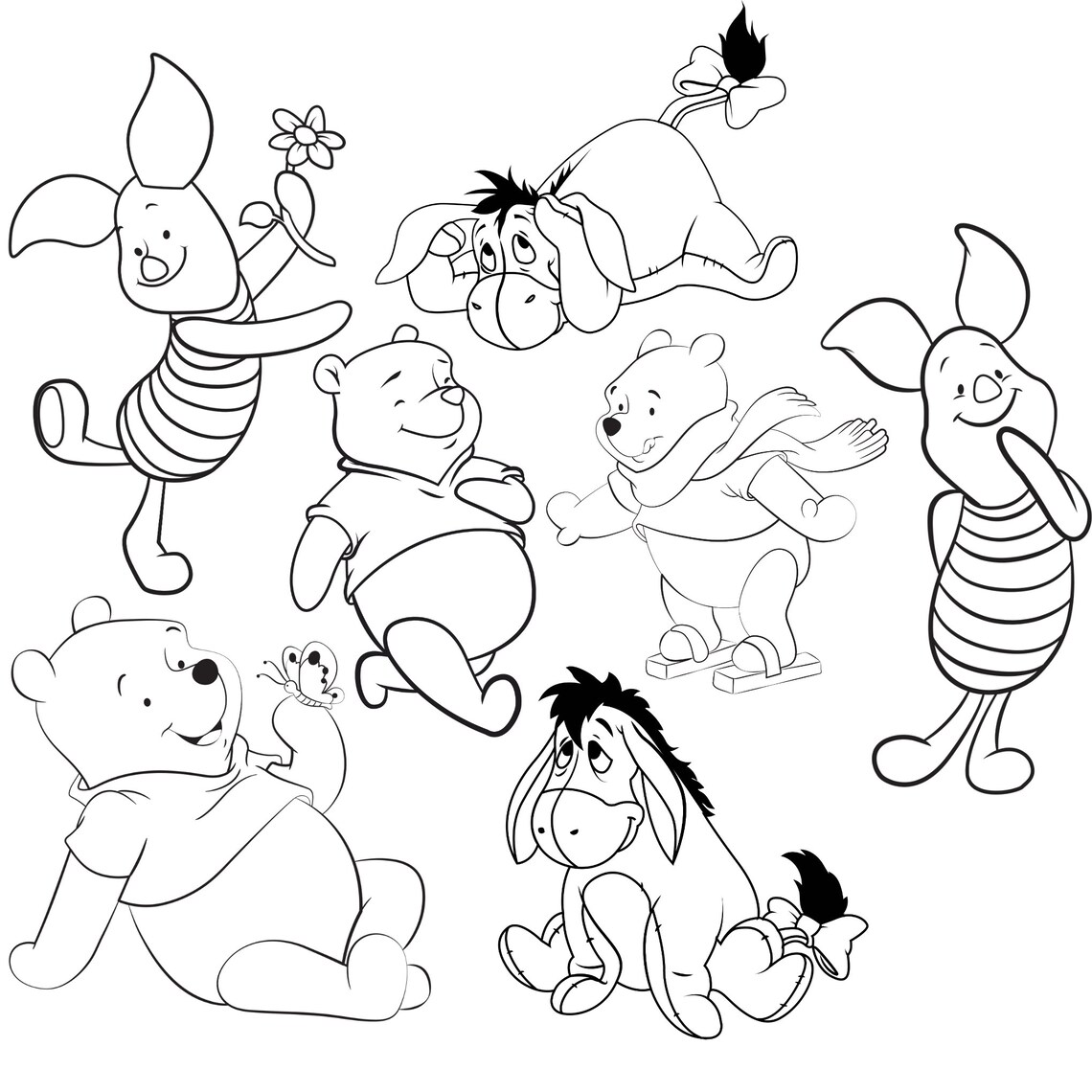 Winnie the Pooh Outline Pooh Svg Bundle Cute Bear Outline - Etsy