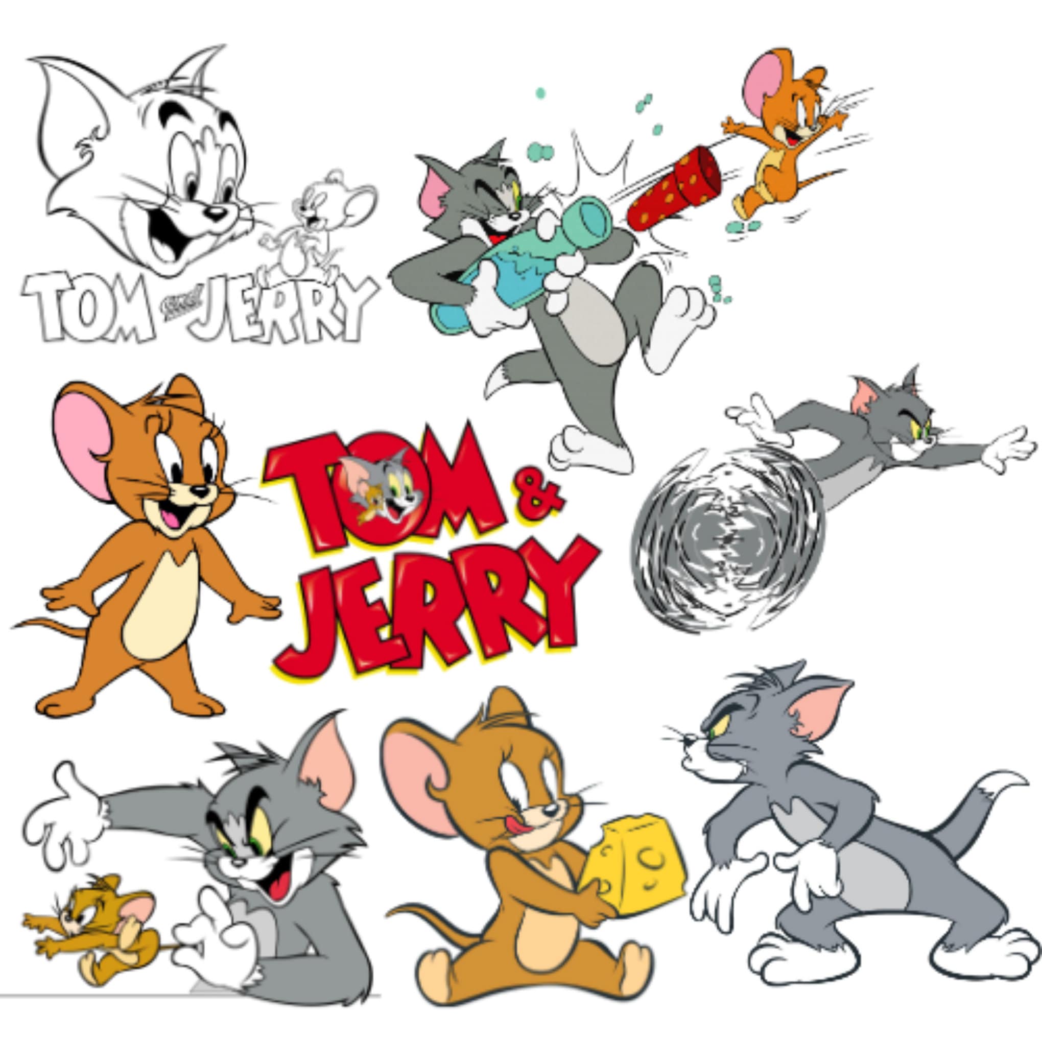 Tom and Jerry Png Bundle Tom and Jerry Clipart 8 Pcs Cartoon - Etsy