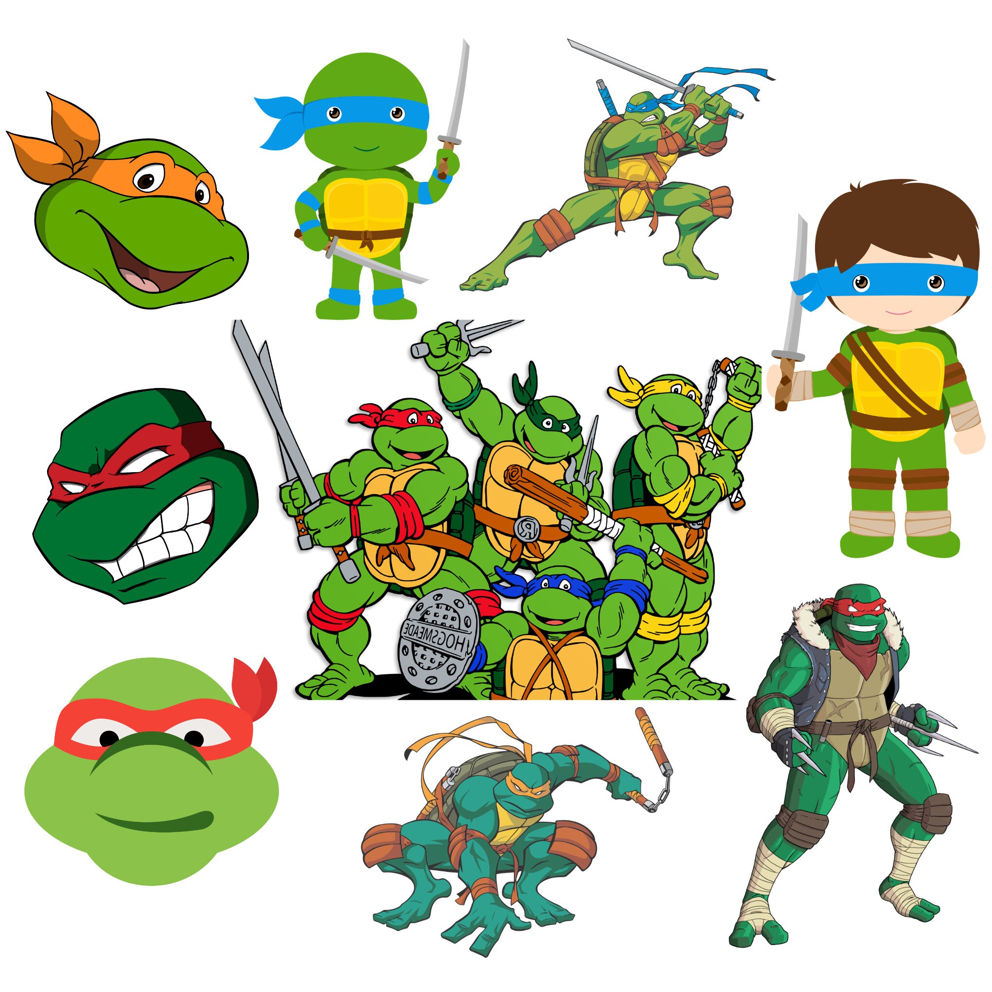 Ninja Turtles Clipart Ninja Turtles Png Bundle Super Hero Etsy