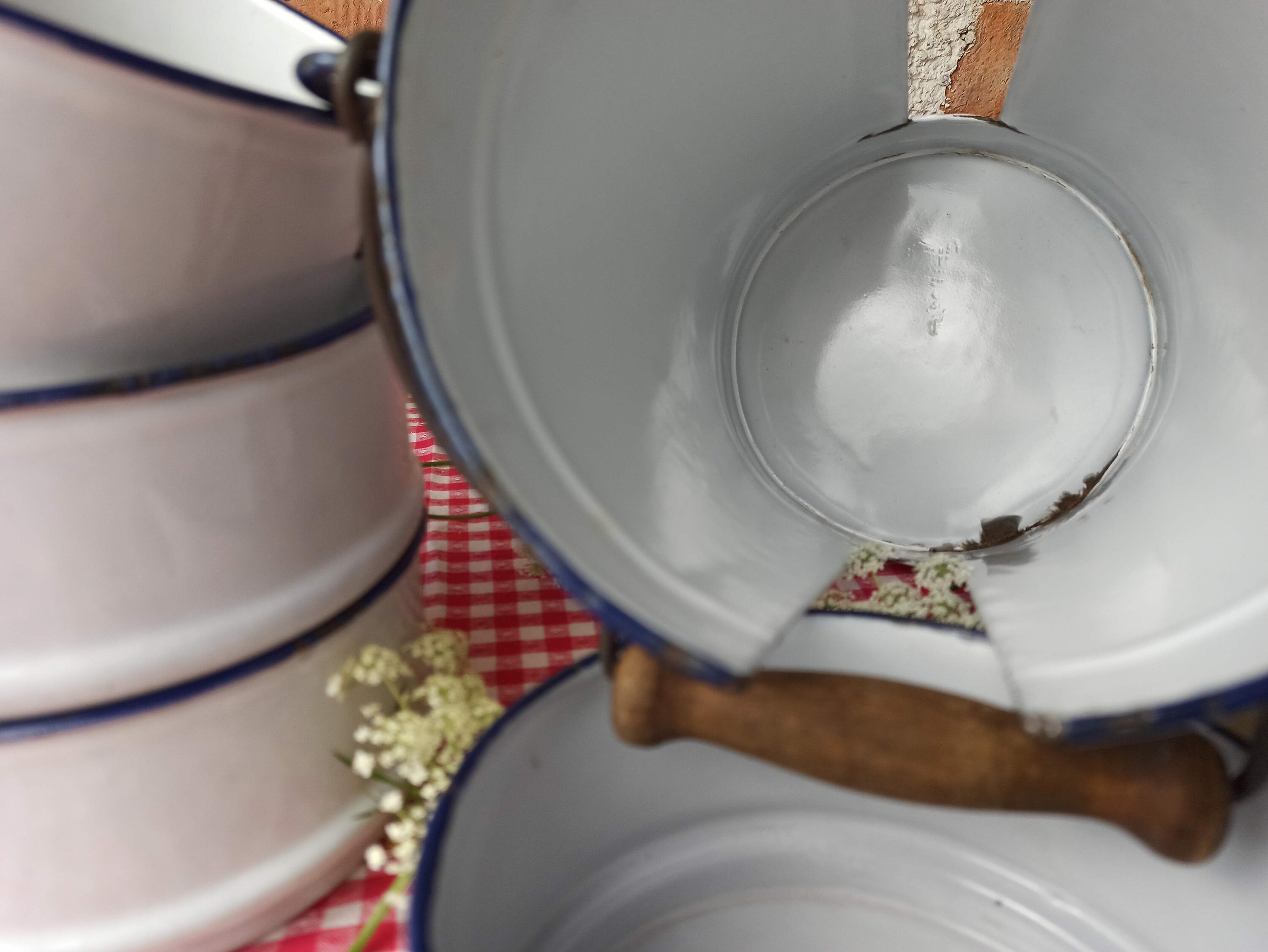RARE Vintage Enamelware Stacking Lunch Box, Enamel Food Carrier in Blue ...