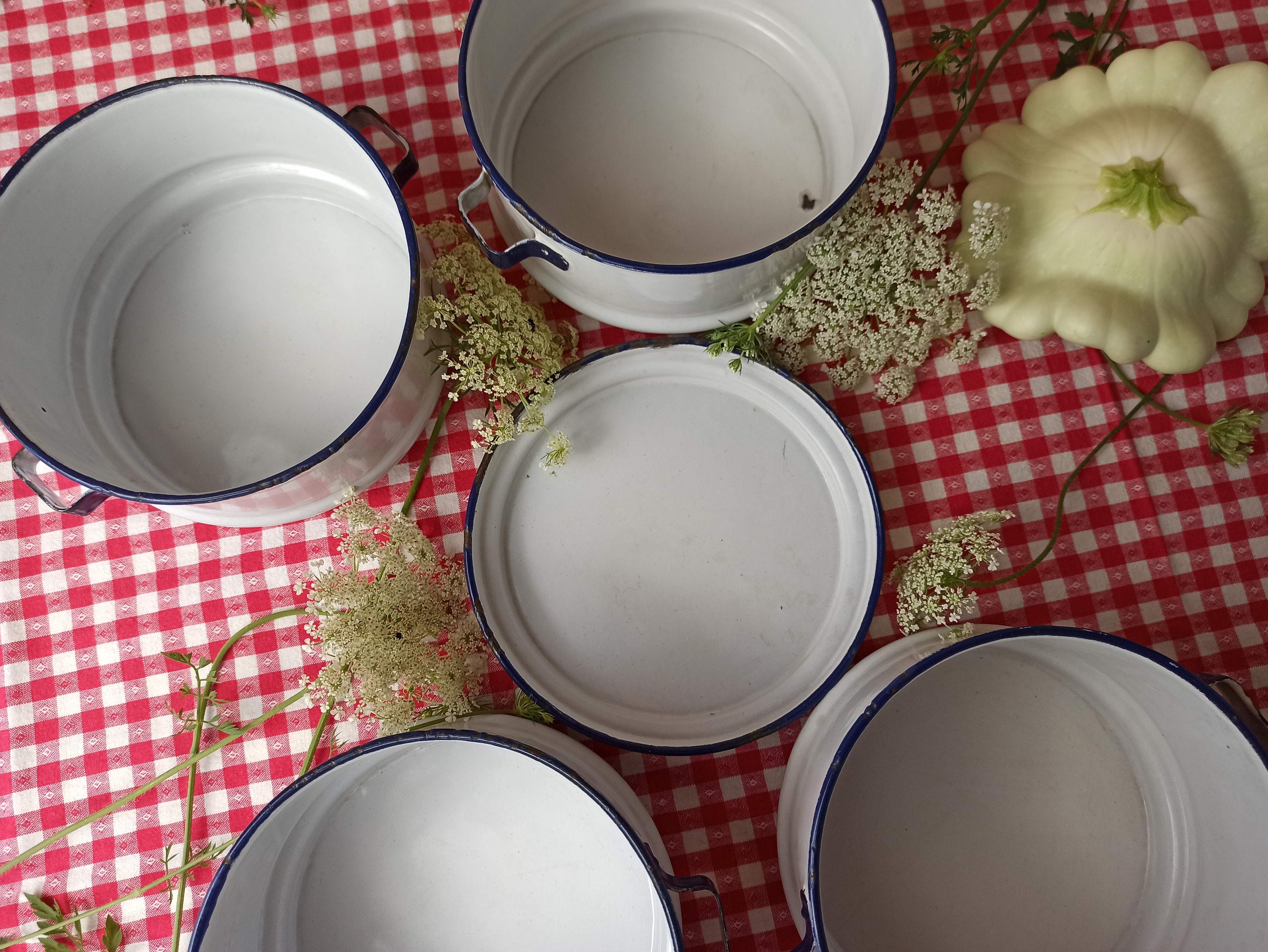RARE Vintage Enamelware Stacking Lunch Box, Enamel Food Carrier in Blue ...