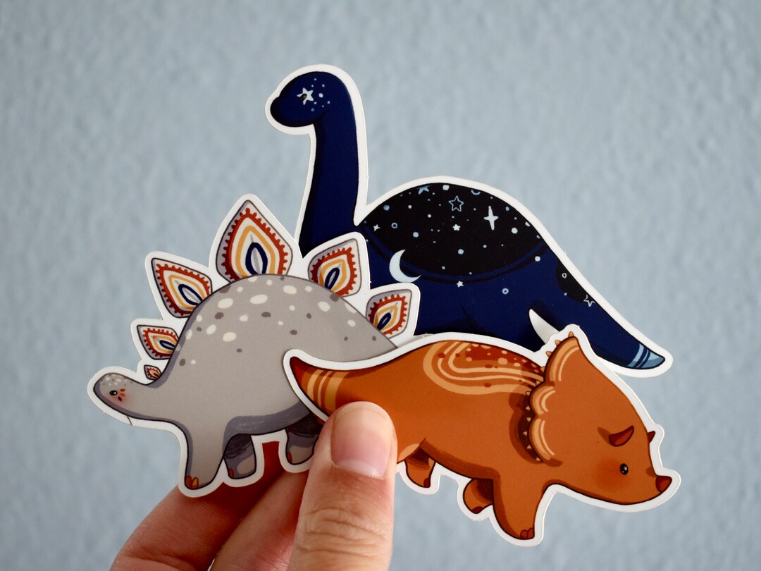Cute Dinosaurs Vinyl Sticker Set: Matte and Waterproof - Etsy