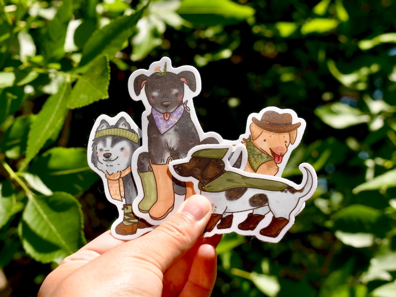 Four Dogs Vinyl Stickers - Textured, Matte, and Waterproof - Available ...