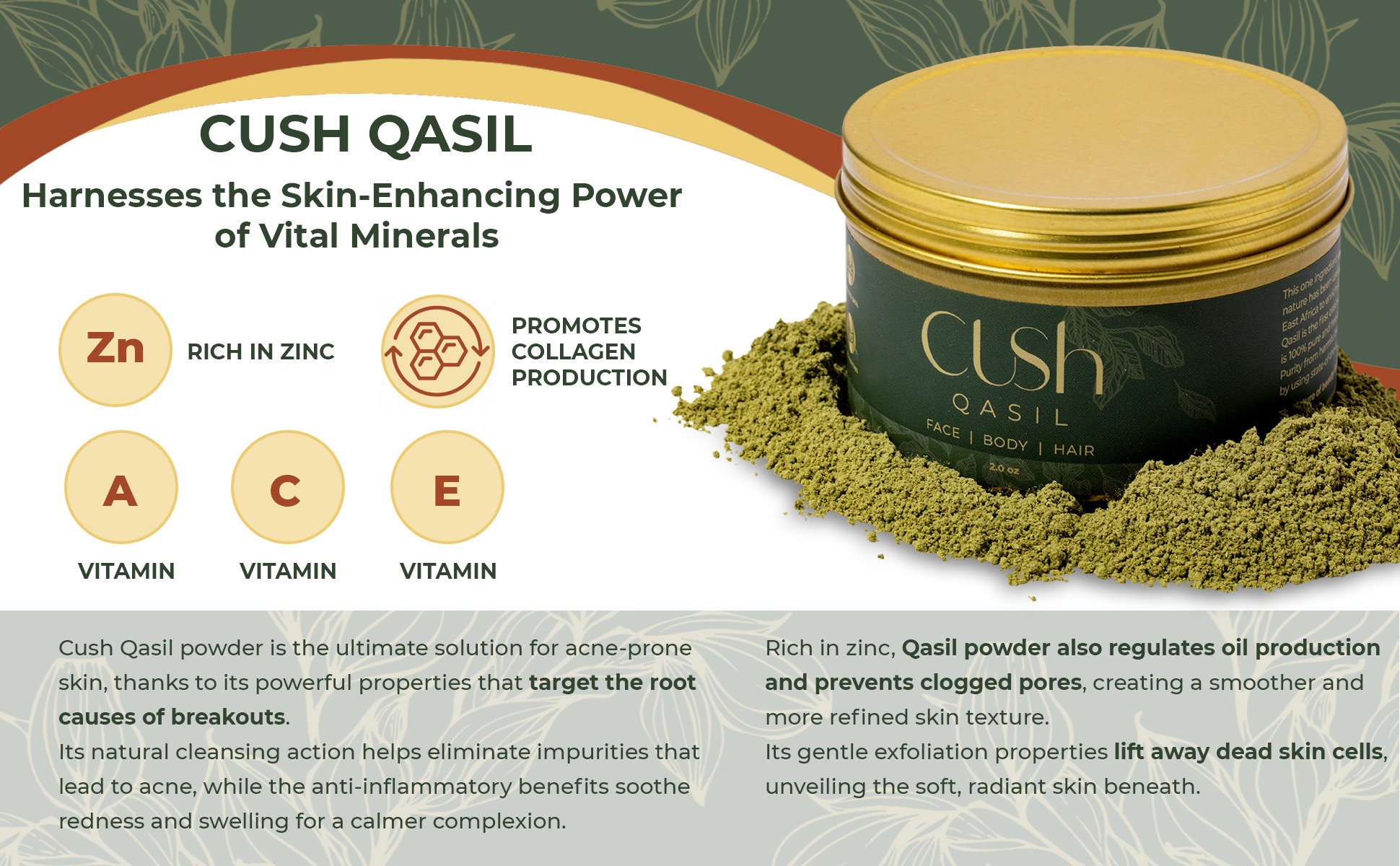 Qasil Powder Facial Cleanser, Skin Brightening Facial Wash, Bath and ...