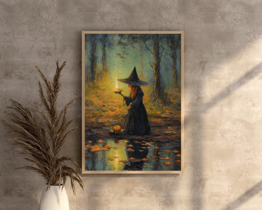 Witch Digital Wall Art, Witch Digital Print, Halloween Home Decor, Fall ...