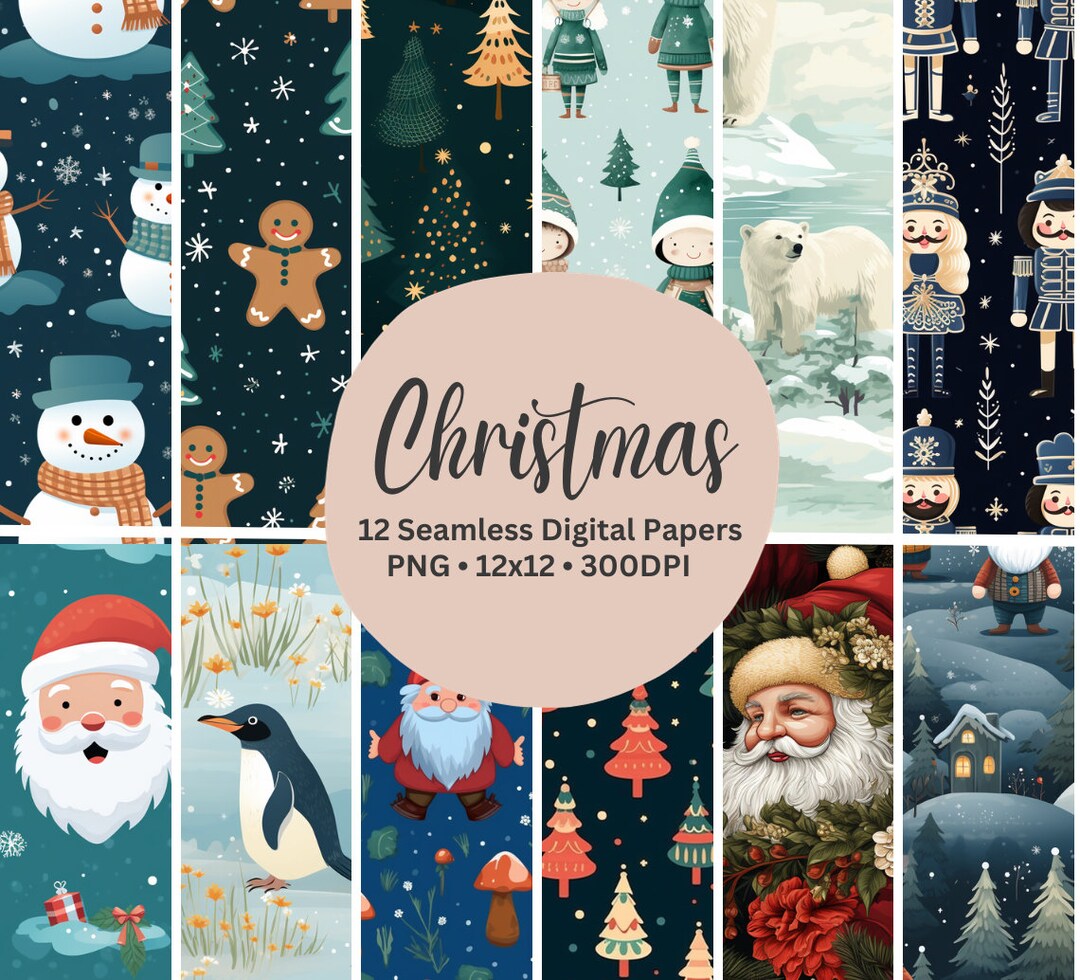 Christmas Pattern Digital Paper, Seamless Digital Paper, Printable ...