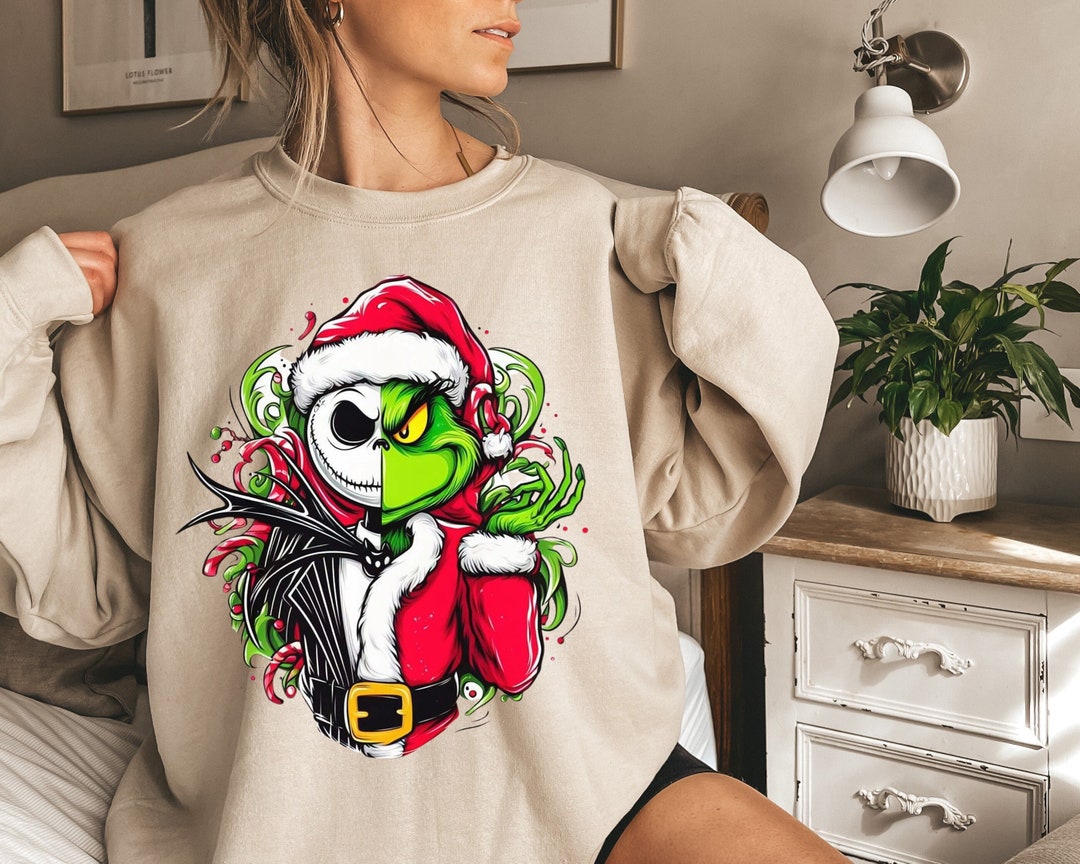 Grinch Jack Skeleton Nightmare Before Christmas Sweatshirt, the Grinch ...