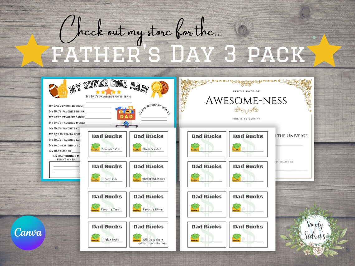 Father's Day Award, Certificate, Dad Recognition - Etsy