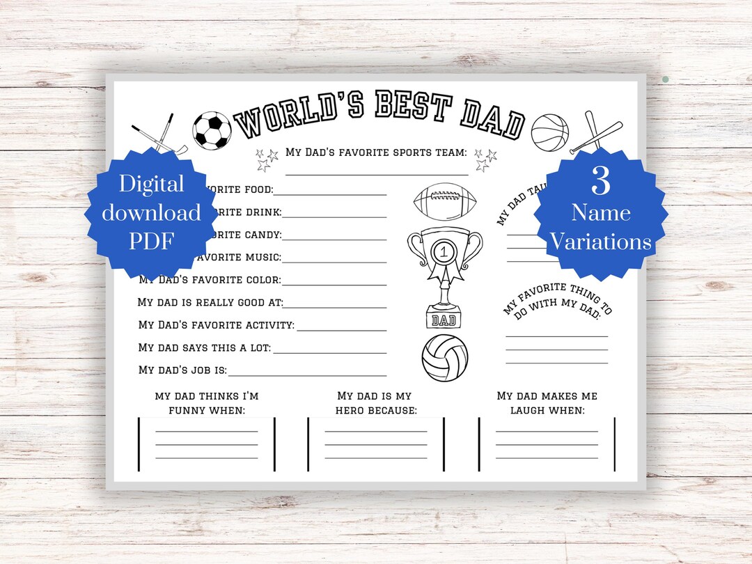 All About My Dad Printable, All About My Grandpa, Worlds Best Dad ...
