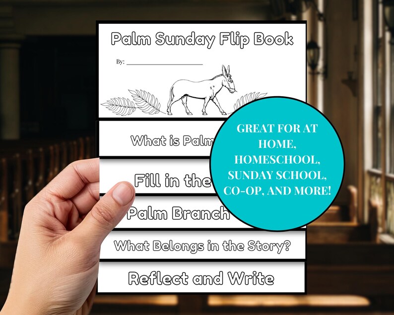 Palm Sunday Flip Book for Kids, Holy Week Printable Church Craft, Palm ...