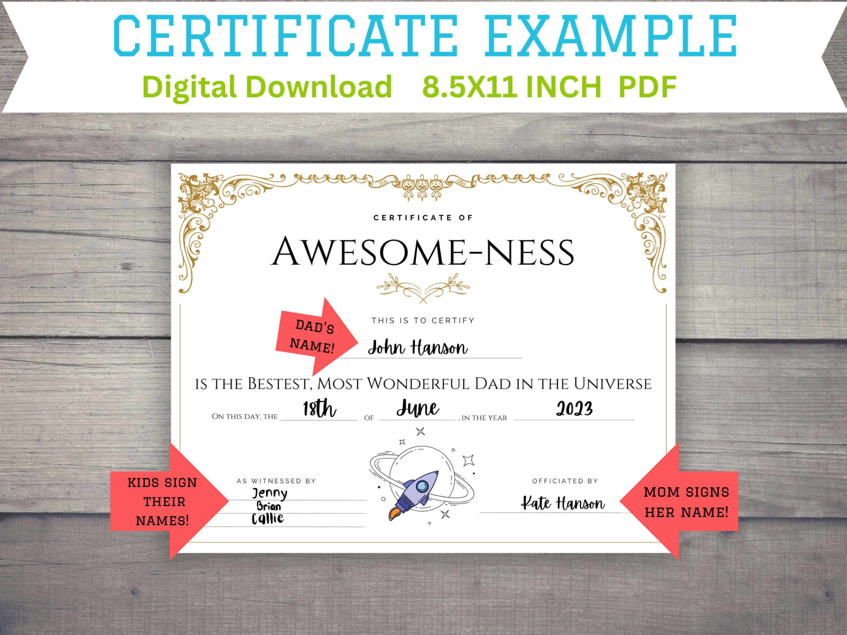 Father's Day Award, Certificate, Dad Recognition - Etsy