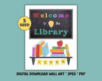 Welcome to the Library Sign - Etsy