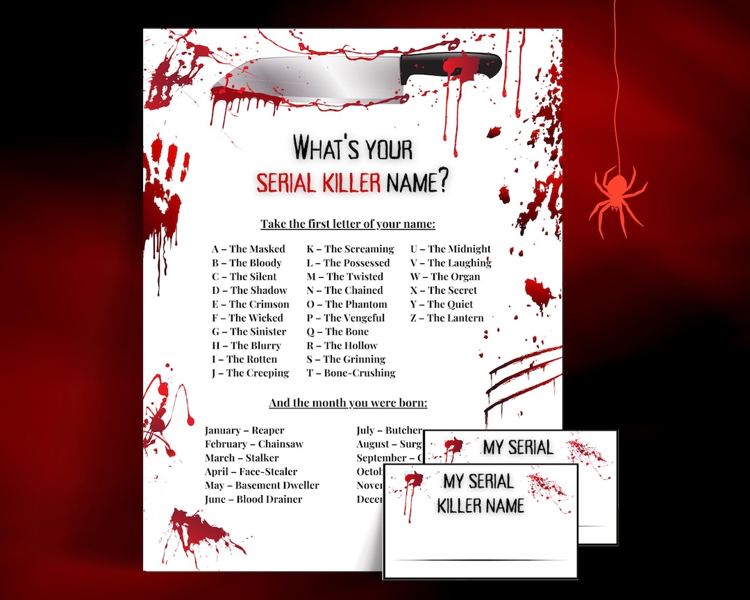 What's Your Serial Killer Name Game, Halloween Work Party Game ...