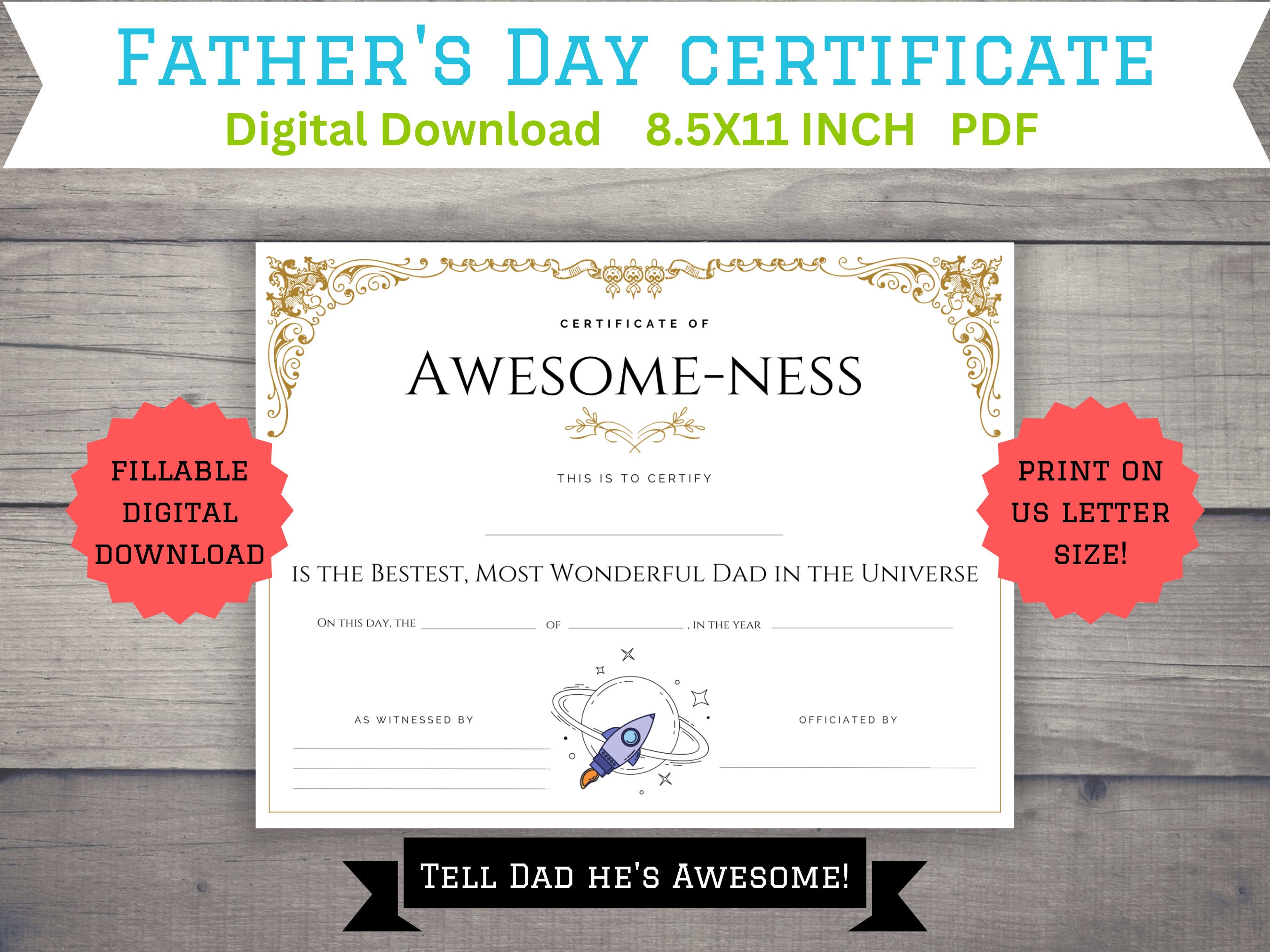 Father's Day Award, Certificate, Dad Recognition - Etsy