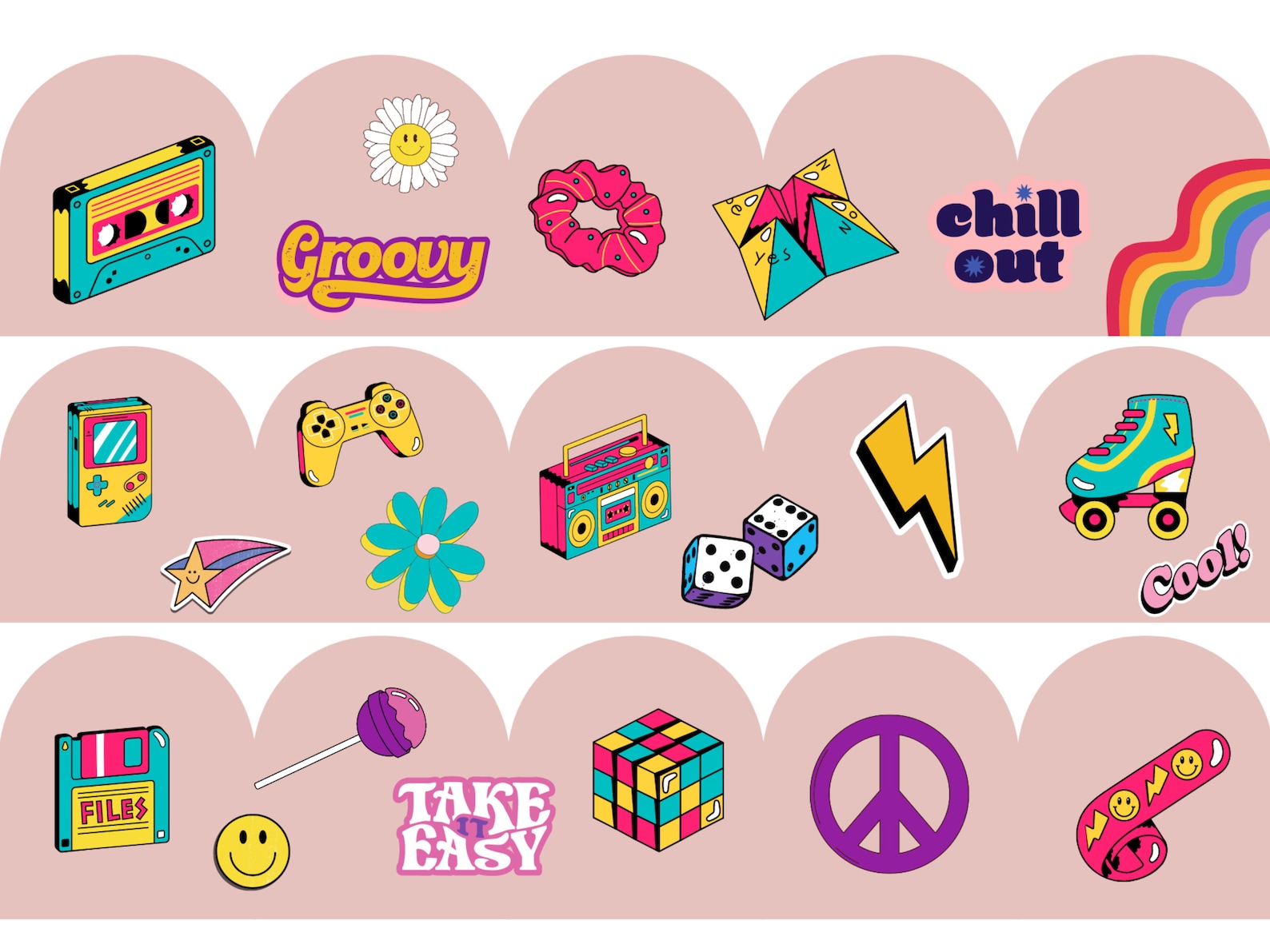 Printable Colorful Groovy Vintage Retro Bulletin Board Border,bring ...