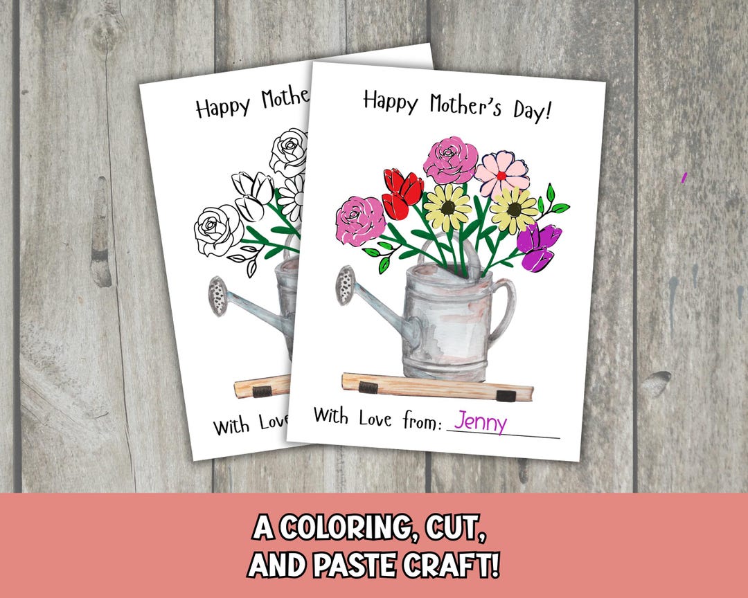 Flower Cut and Paste Craft Printable, Mothers Day Flower Bouquet ...