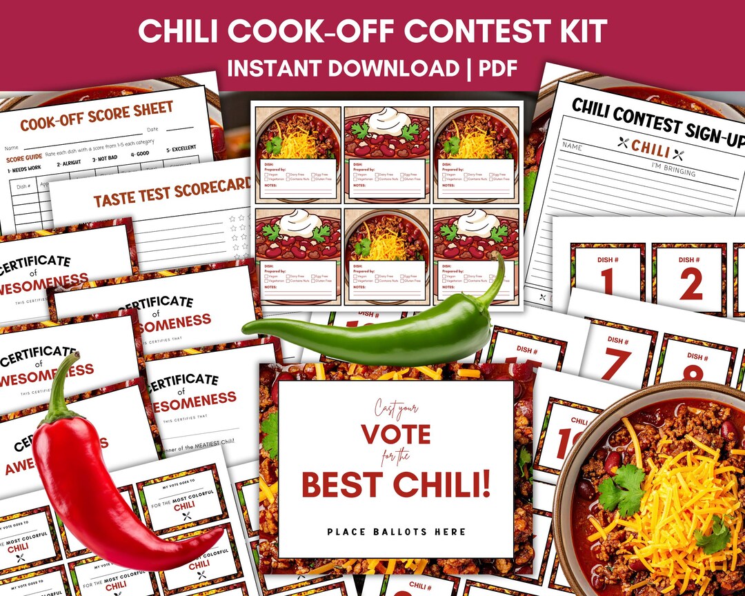 Chili Cook off Kit, Chili Cook off Ballot,chili Contest Kit, Chili ...