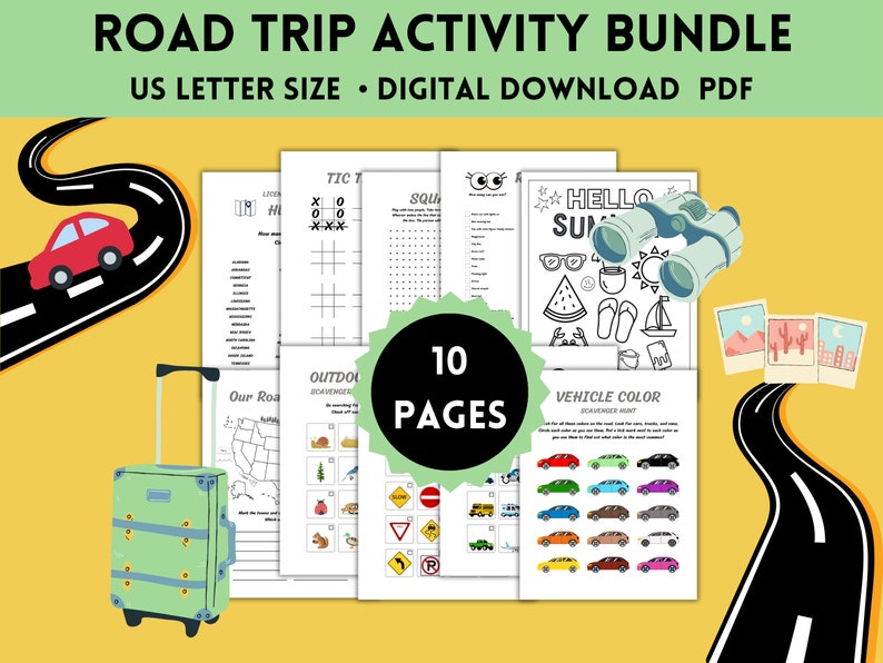 Road Trip Activity Bundle, Kids Road Trip Games Printable, Car Games ...