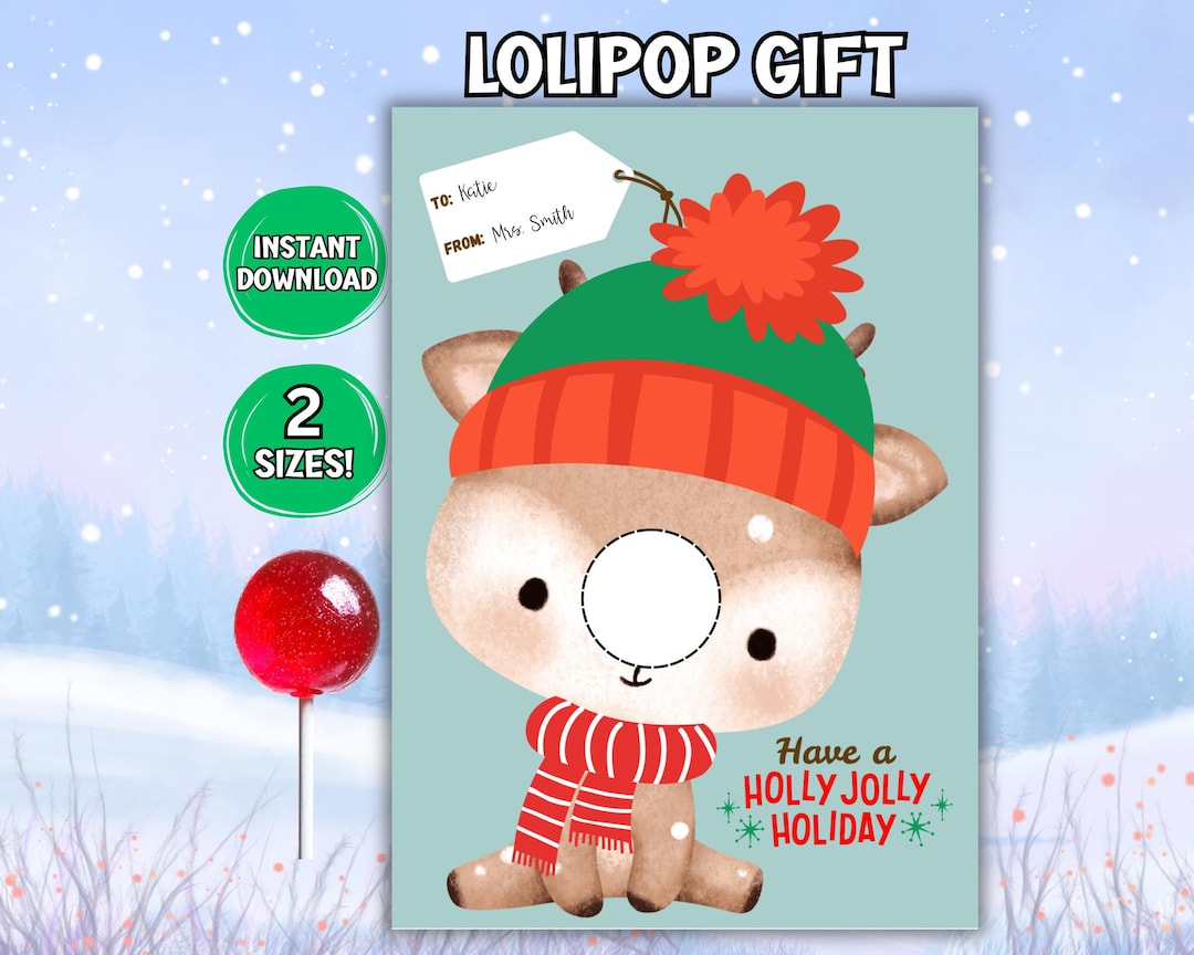 Rudolph Lollipop Christmas Printable, Rudolph Lollipop Sucker Cards ...