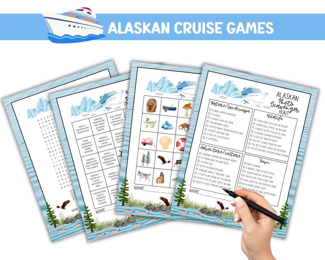 Alaskan Cruise Games for Adults and Kids, Scavenger Hunt, Nature Bingo ...