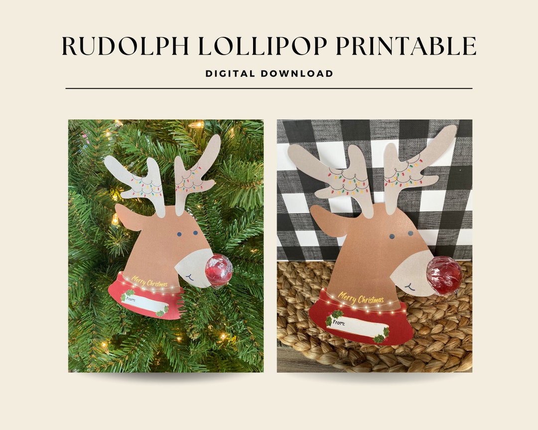 Rudolph Lollipop Gift Tag,christmas Classroom Gift,teacher Gift ...