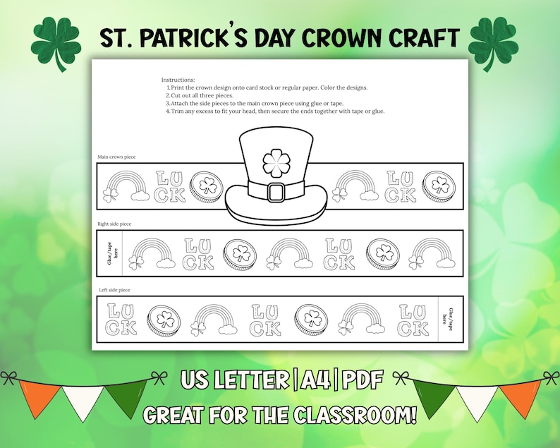 Leprechaun Hat Craft Kit, St. Patrick's Day Coloring, Activity Kit, St ...
