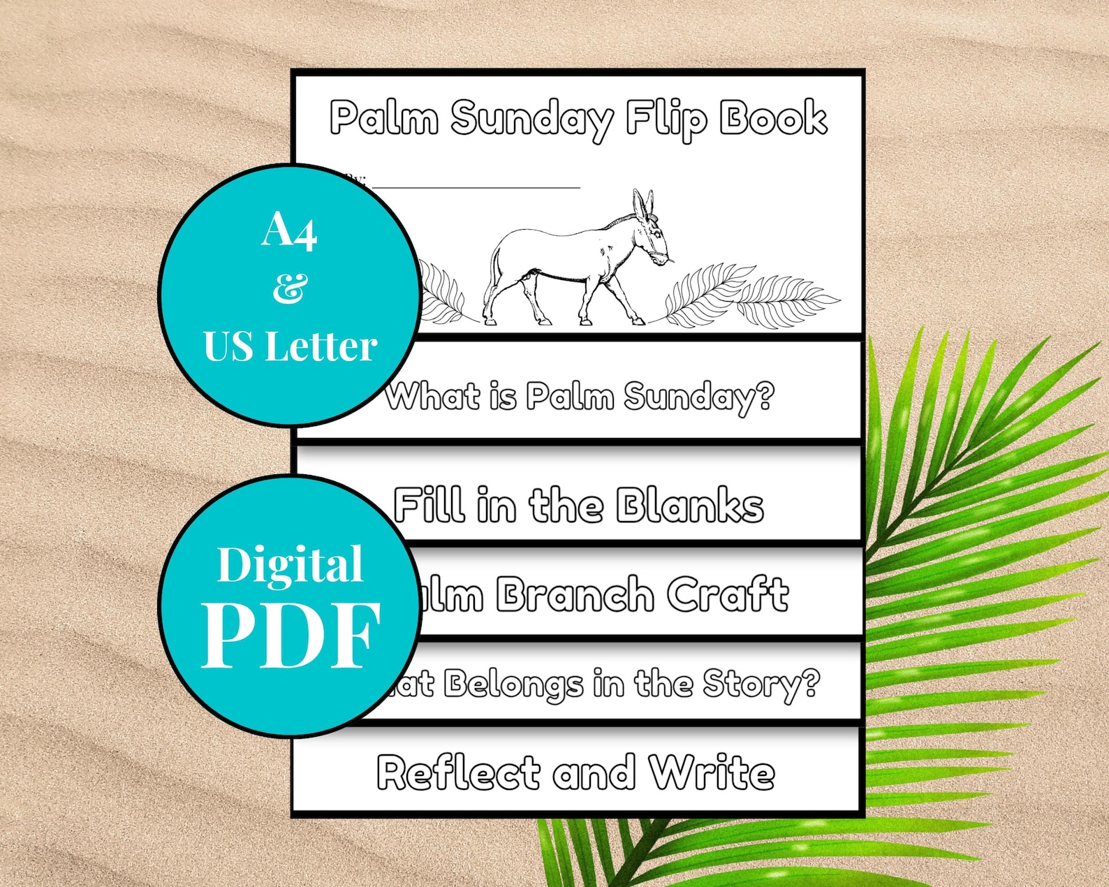 Palm Sunday Flip Book for Kids, Holy Week Printable Church Craft, Palm ...