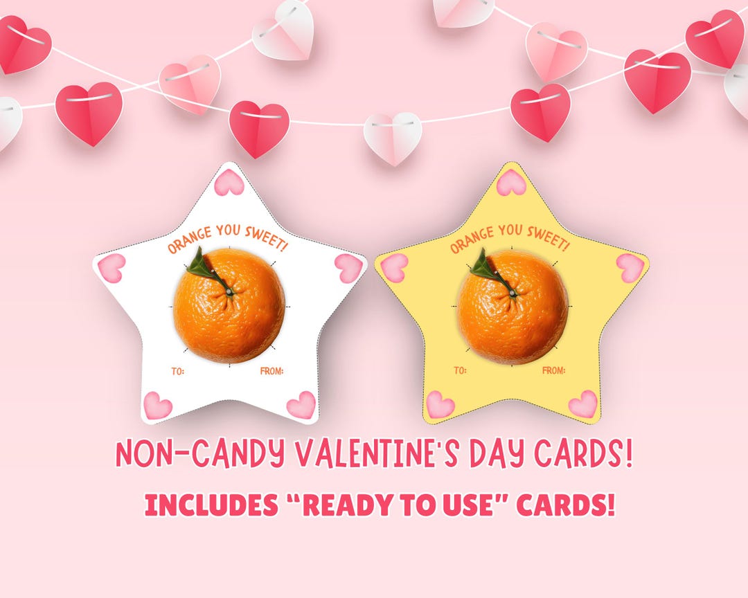 Noncandy Valentine Favor Tag, Classmate Valentine, Orange Valentines ...