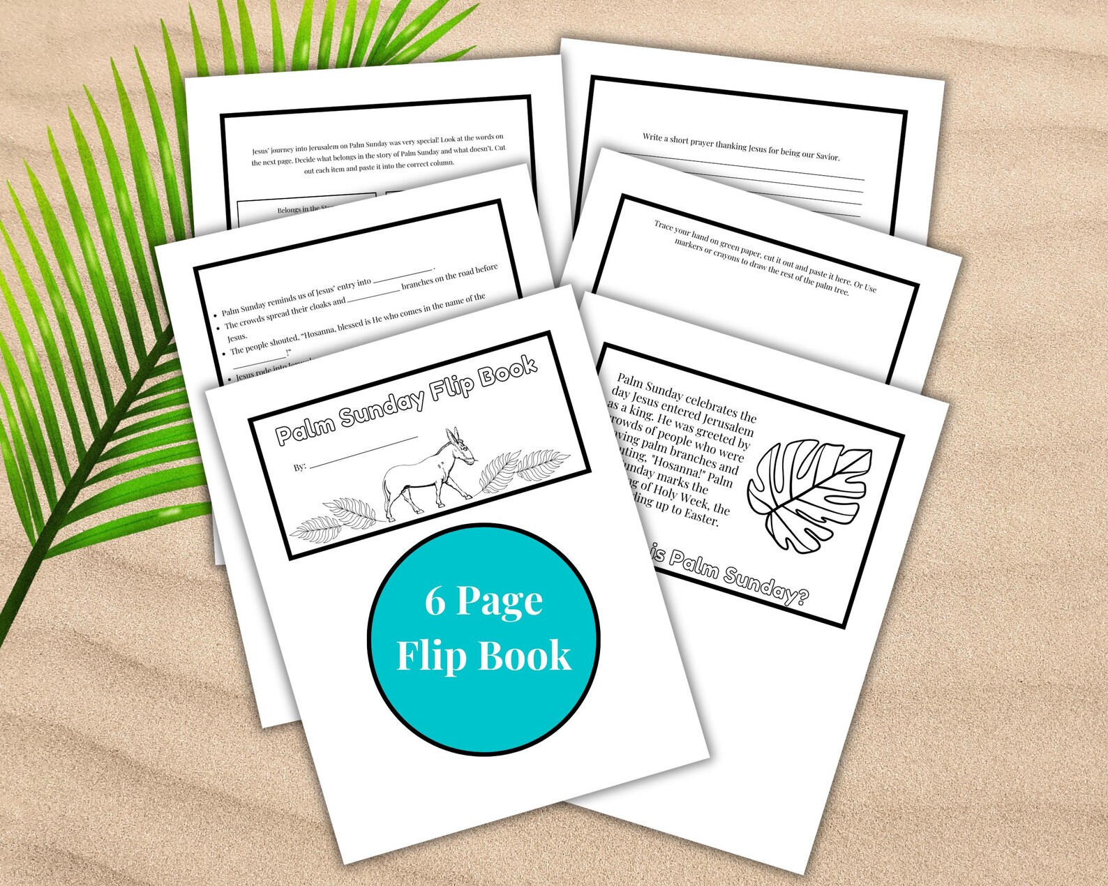 Palm Sunday Flip Book for Kids, Holy Week Printable Church Craft, Palm ...