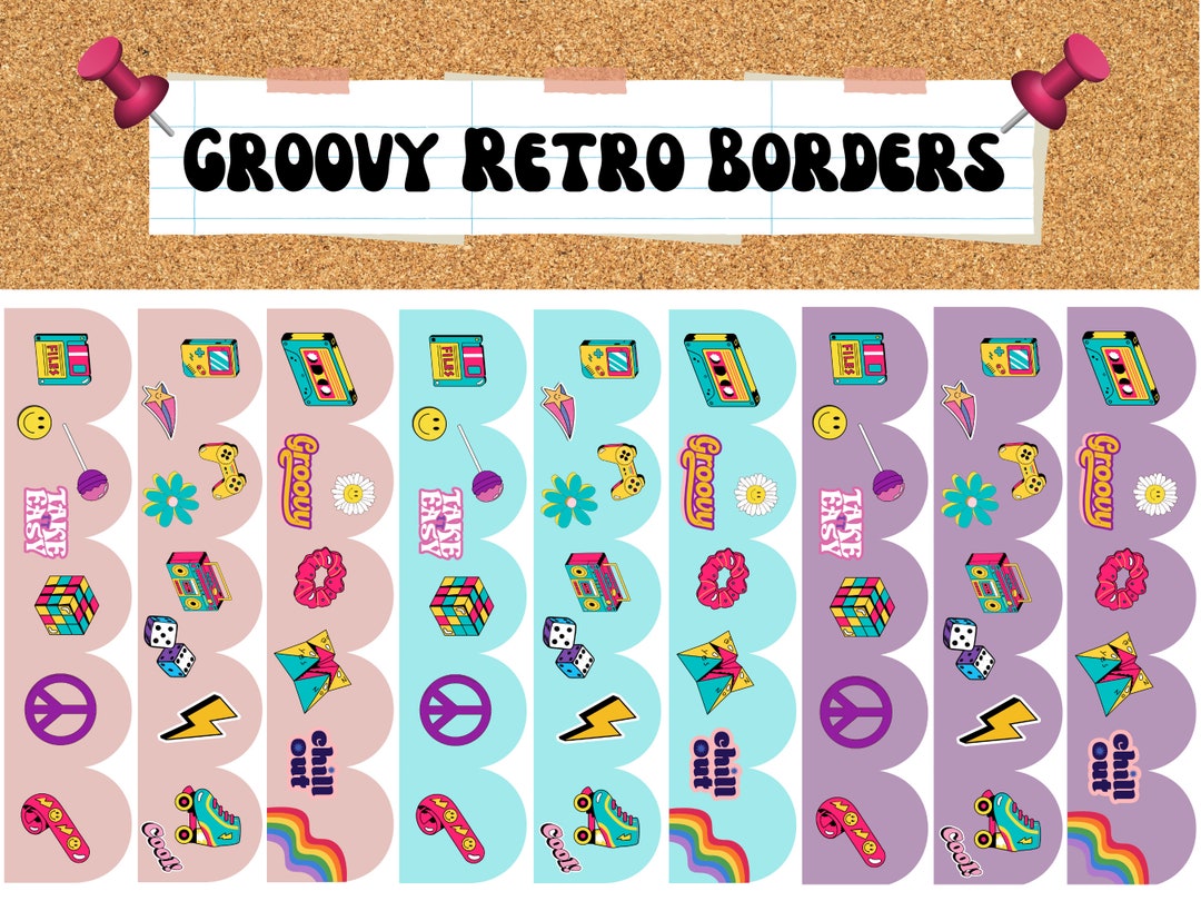 Printable Colorful Groovy Vintage Retro Bulletin Board Border,bring ...