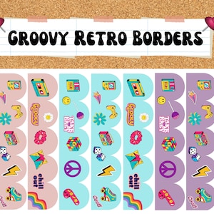Printable Colorful Groovy Vintage Retro Bulletin Board Border,bring ...