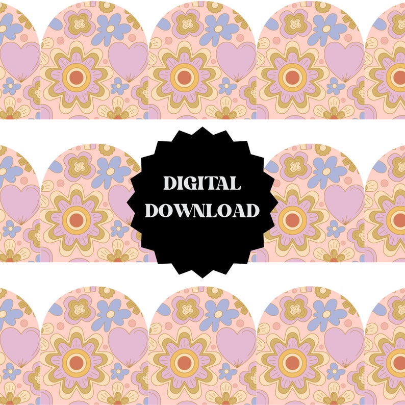 Printable Retro Rainbows and Flowers, Bulletin Board Borders, Unique ...