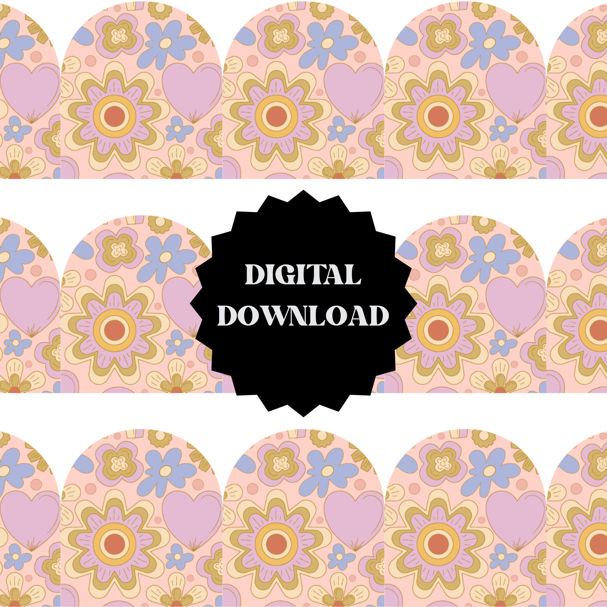 Printable Retro Rainbows and Flowers, Bulletin Board Borders, Unique ...