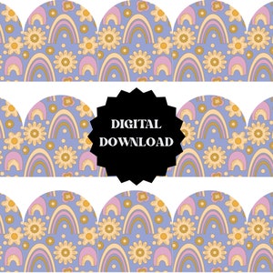 Printable Retro Rainbows and Flowers, Bulletin Board Borders, Unique ...