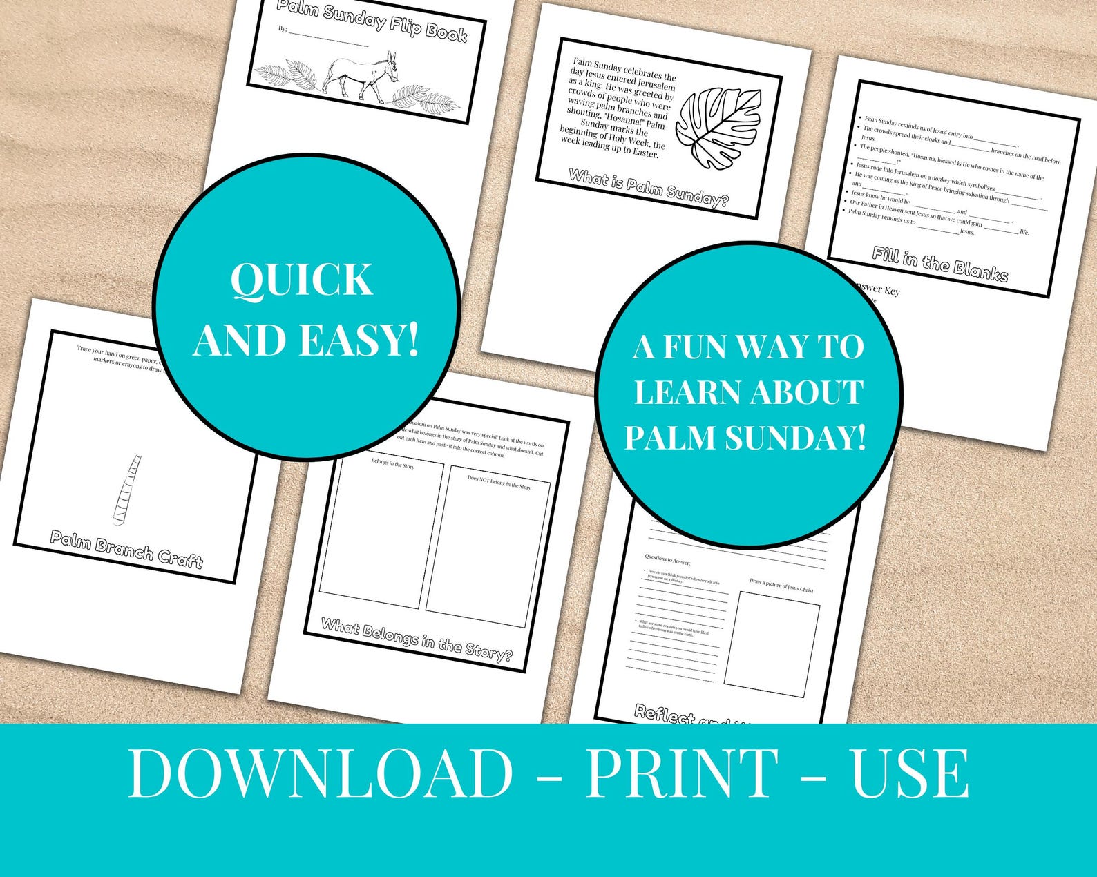 Palm Sunday Flip Book for Kids, Holy Week Printable Church Craft, Palm ...