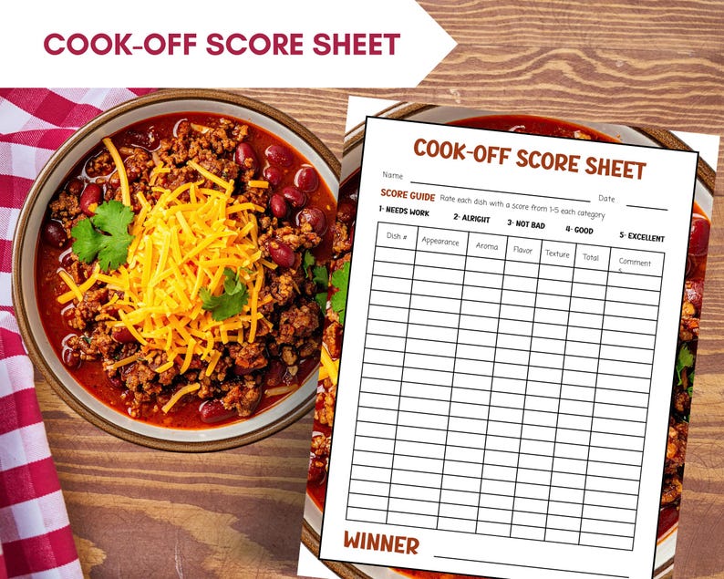Chili Cook off Kit, Chili Cook off Ballot,chili Contest Kit, Chili ...