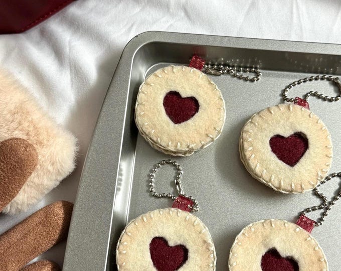Felt Heart Cookie Keychain, Accessories, Keychains, Winter, Red, Cute ...